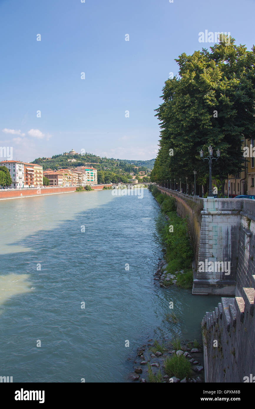 Embankment of river Adige in Verona, Italy Stock Photo - Alamy