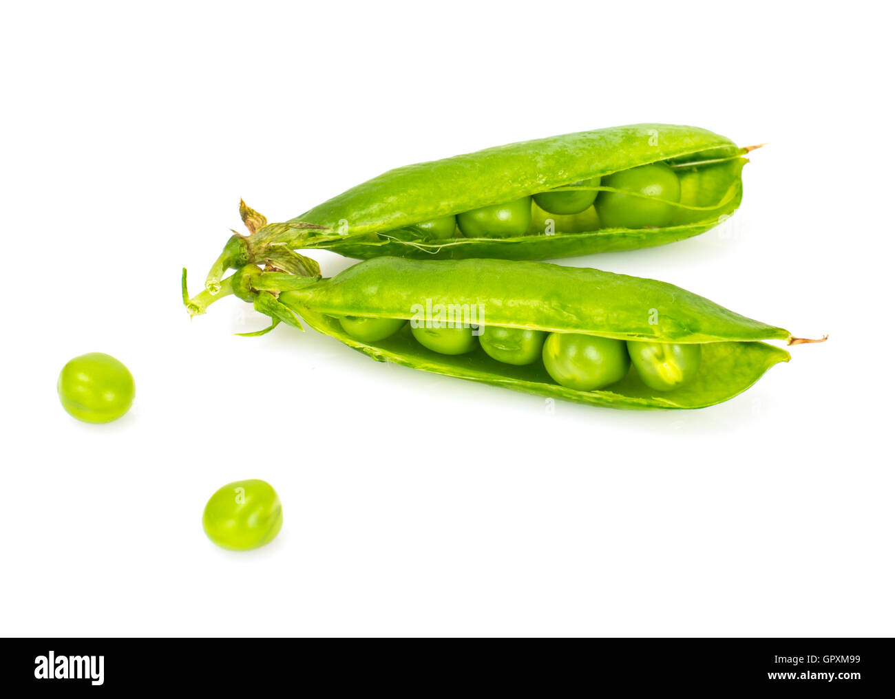 Green Peas Isolated on White Background Stock Photo - Alamy
