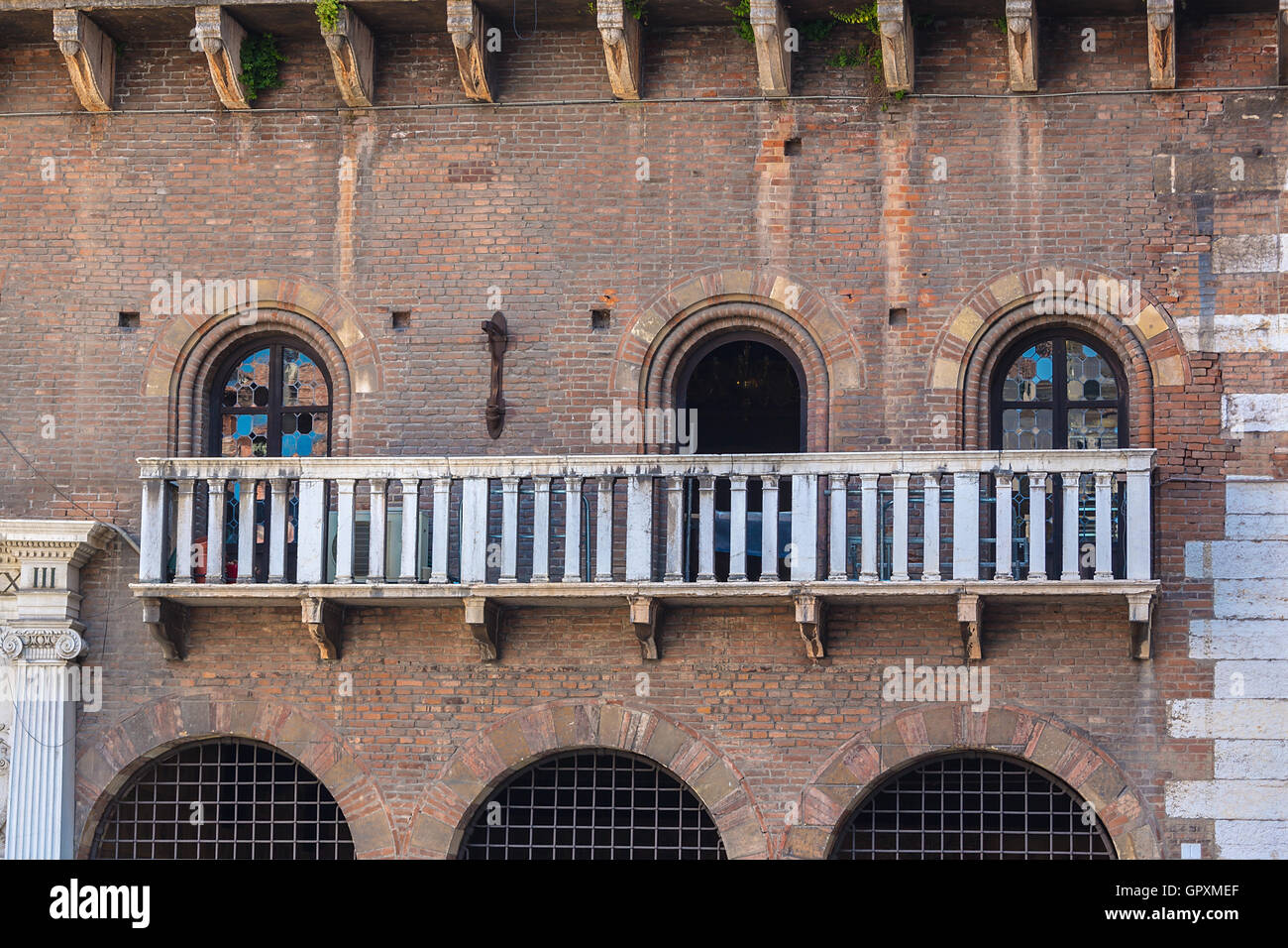 exterior of an old building windows and balcony Stock Photo - Alamy