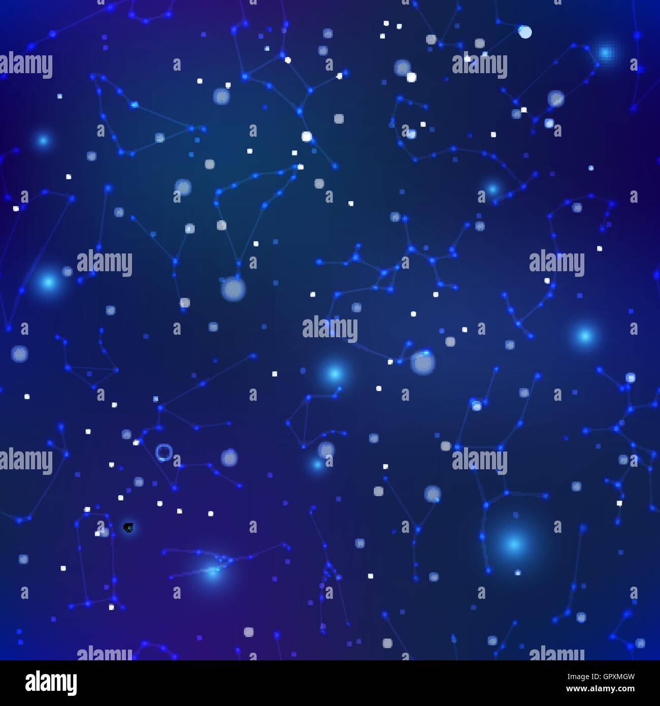 Night sky with many stars and constellations, seamless pattern Stock ...