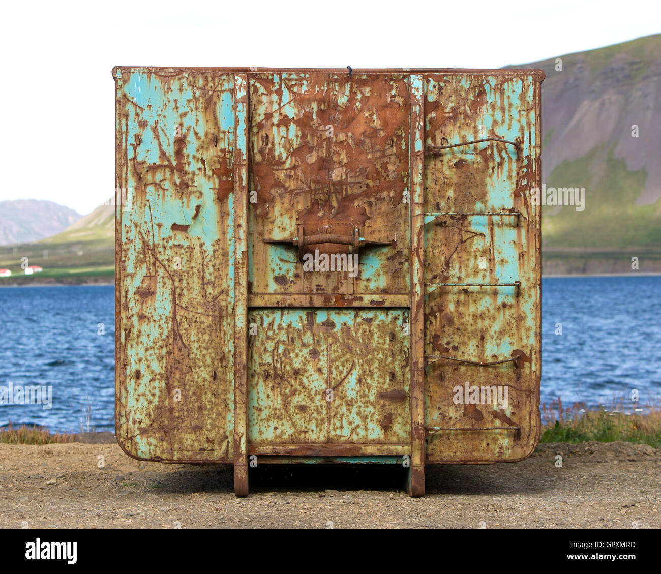 Old and abandoned container, coast of Iceland Stock Photo - Alamy