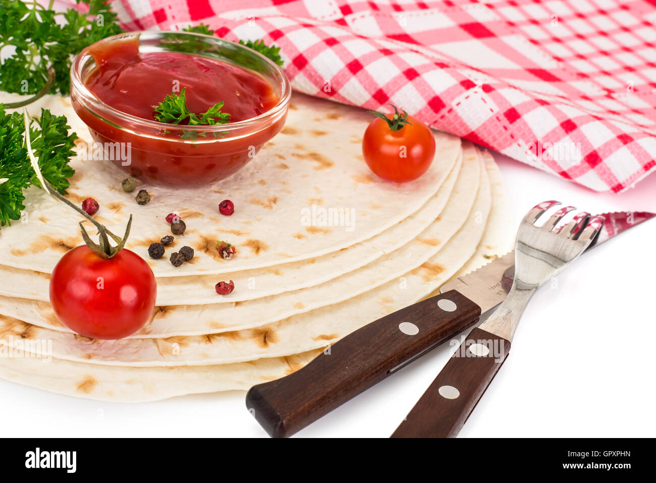 Armenian Lavash with Tomato Adzhika Stock Photo - Alamy