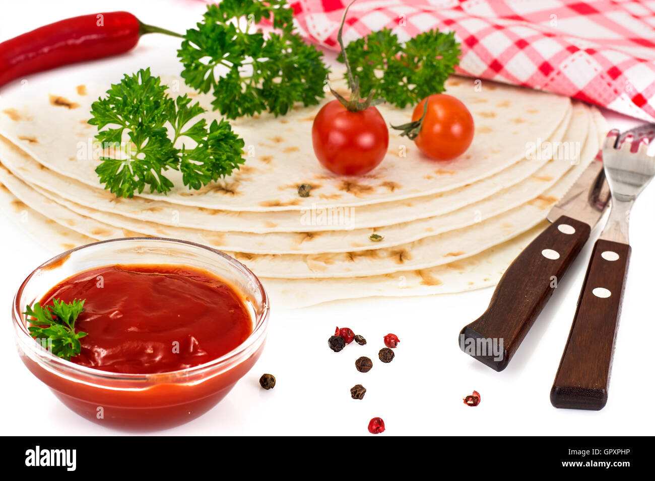 Armenian Lavash with Tomato Adzhika Stock Photo - Alamy