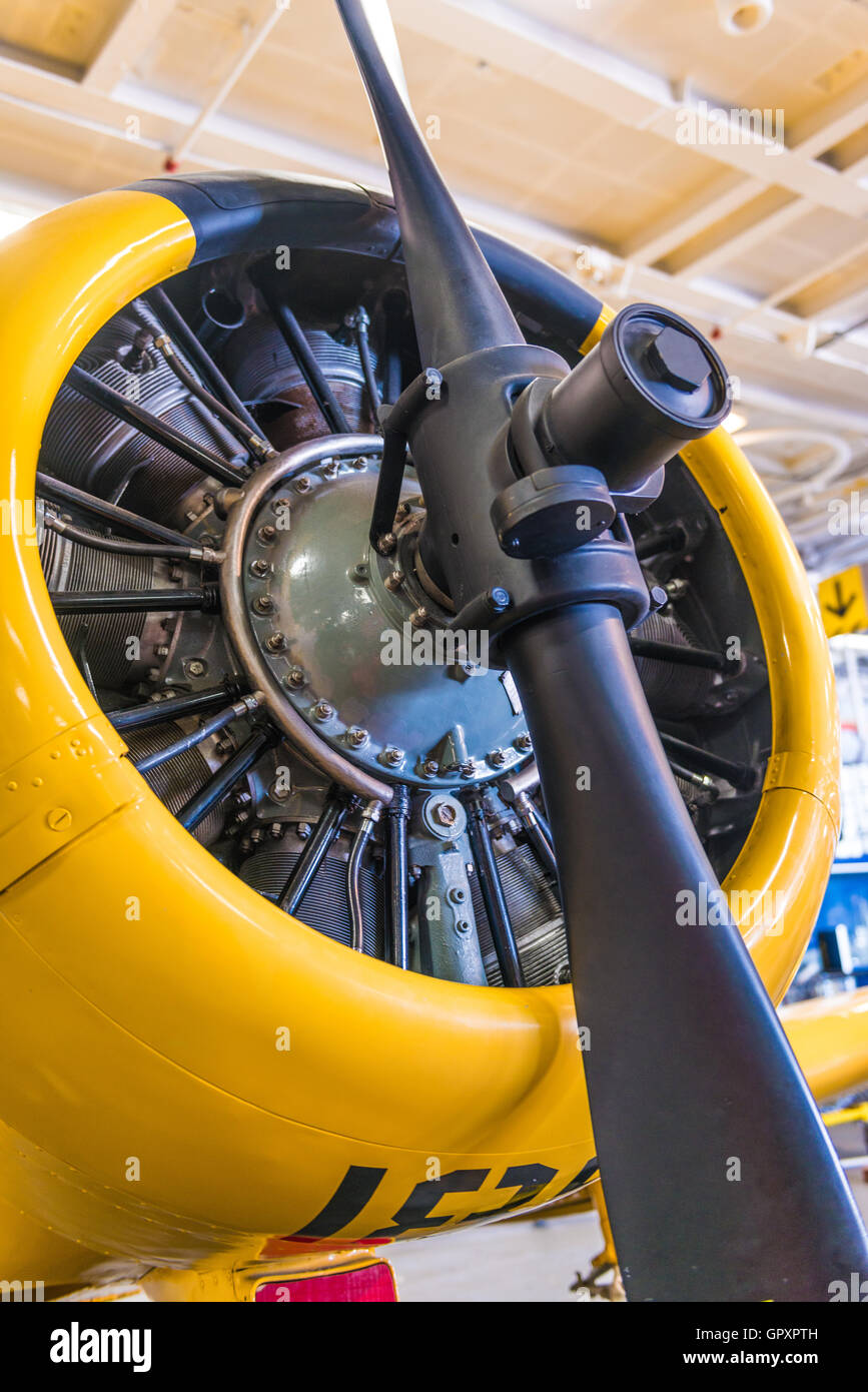 The USS Midway Museum Exhibition of World War II aircraft engines. the ...