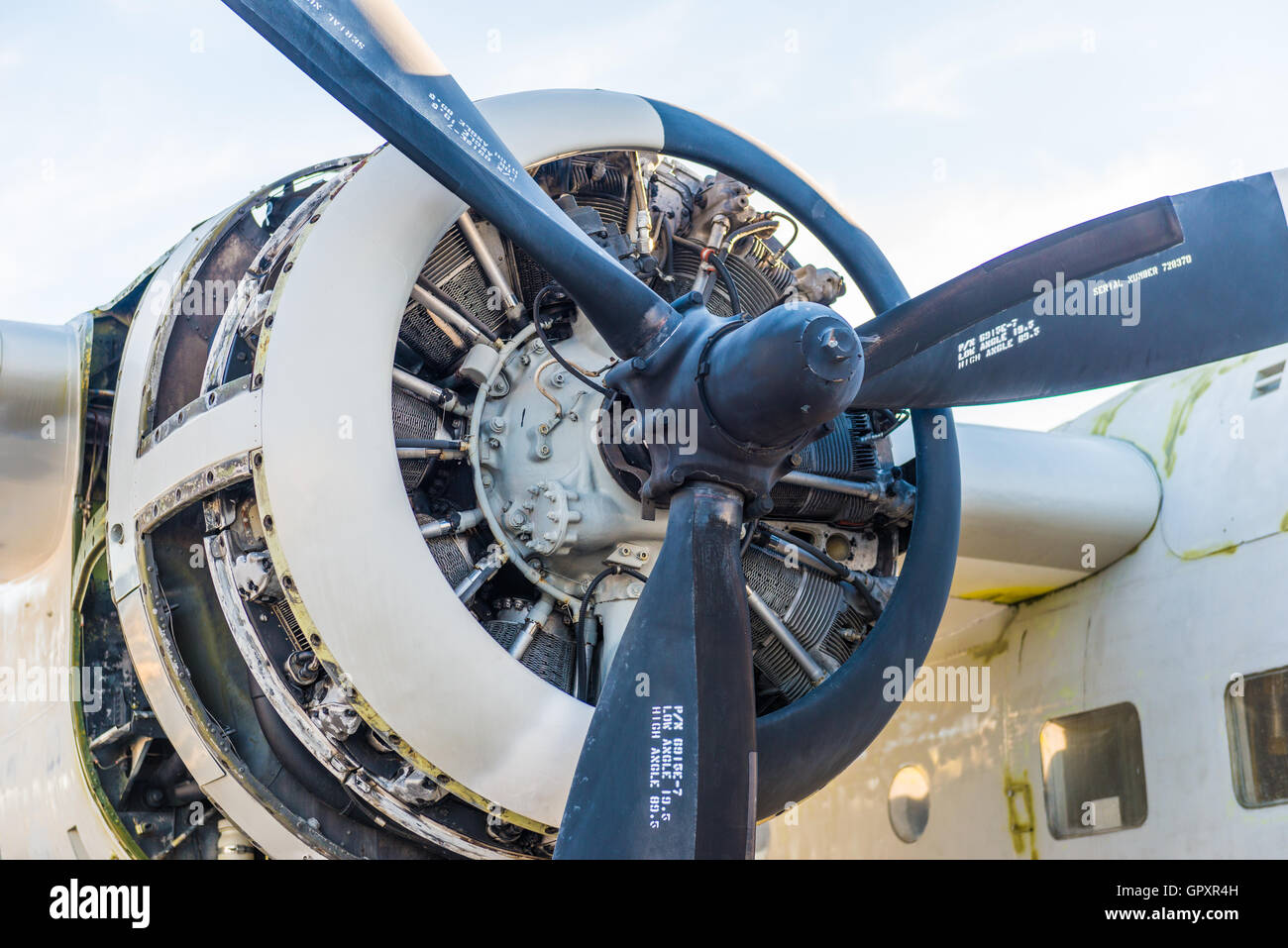 The USS Midway Museum Exhibition of World War II aircraft engines. the ...