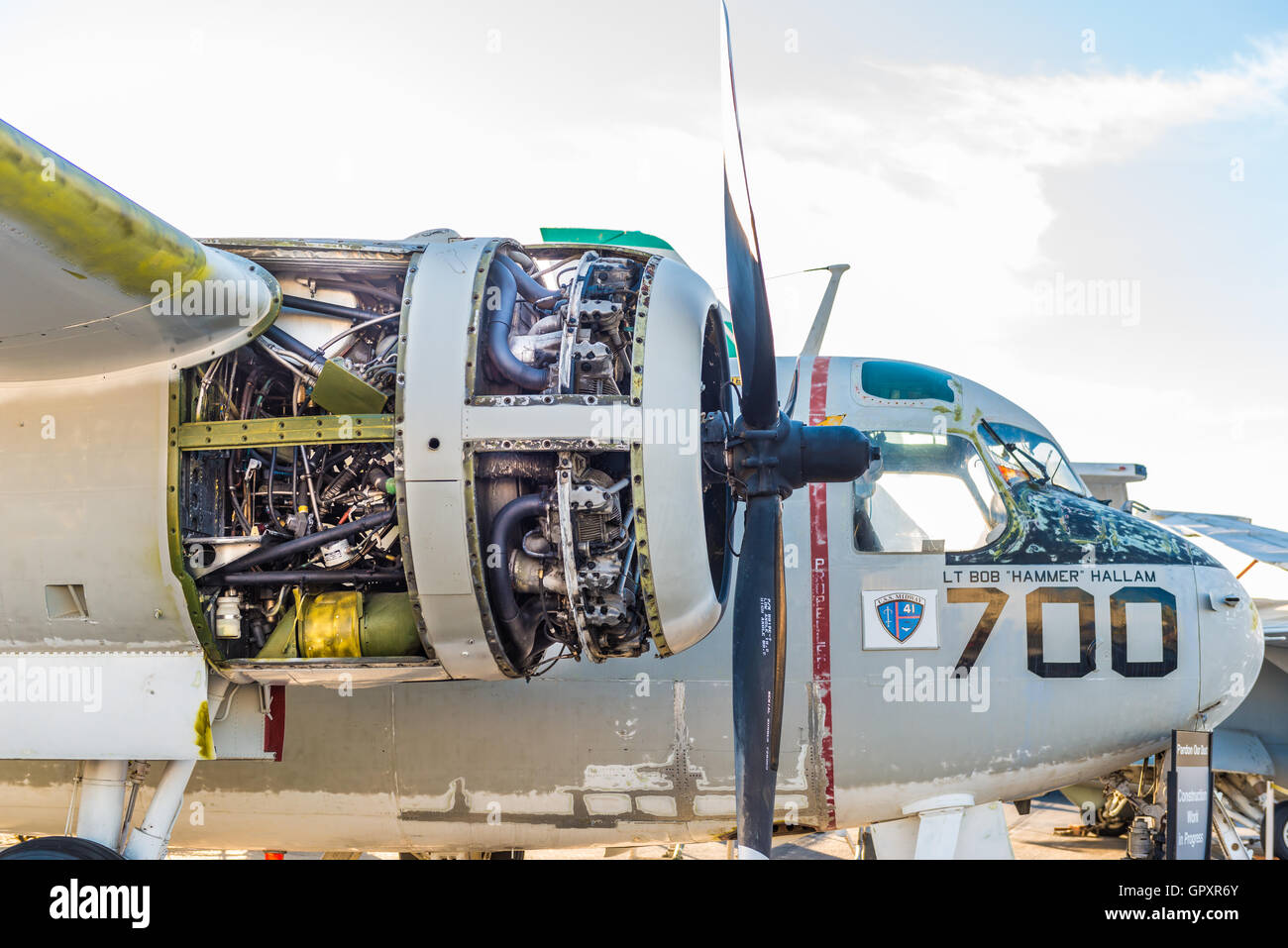 The USS Midway Museum Exhibition of World War II aircraft engines. the ...