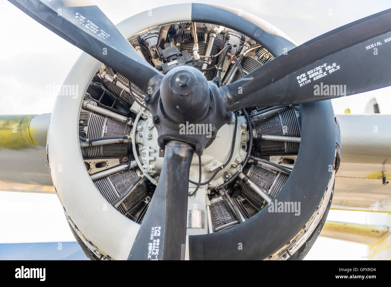 The USS Midway Museum Exhibition of World War II aircraft engines. the ...