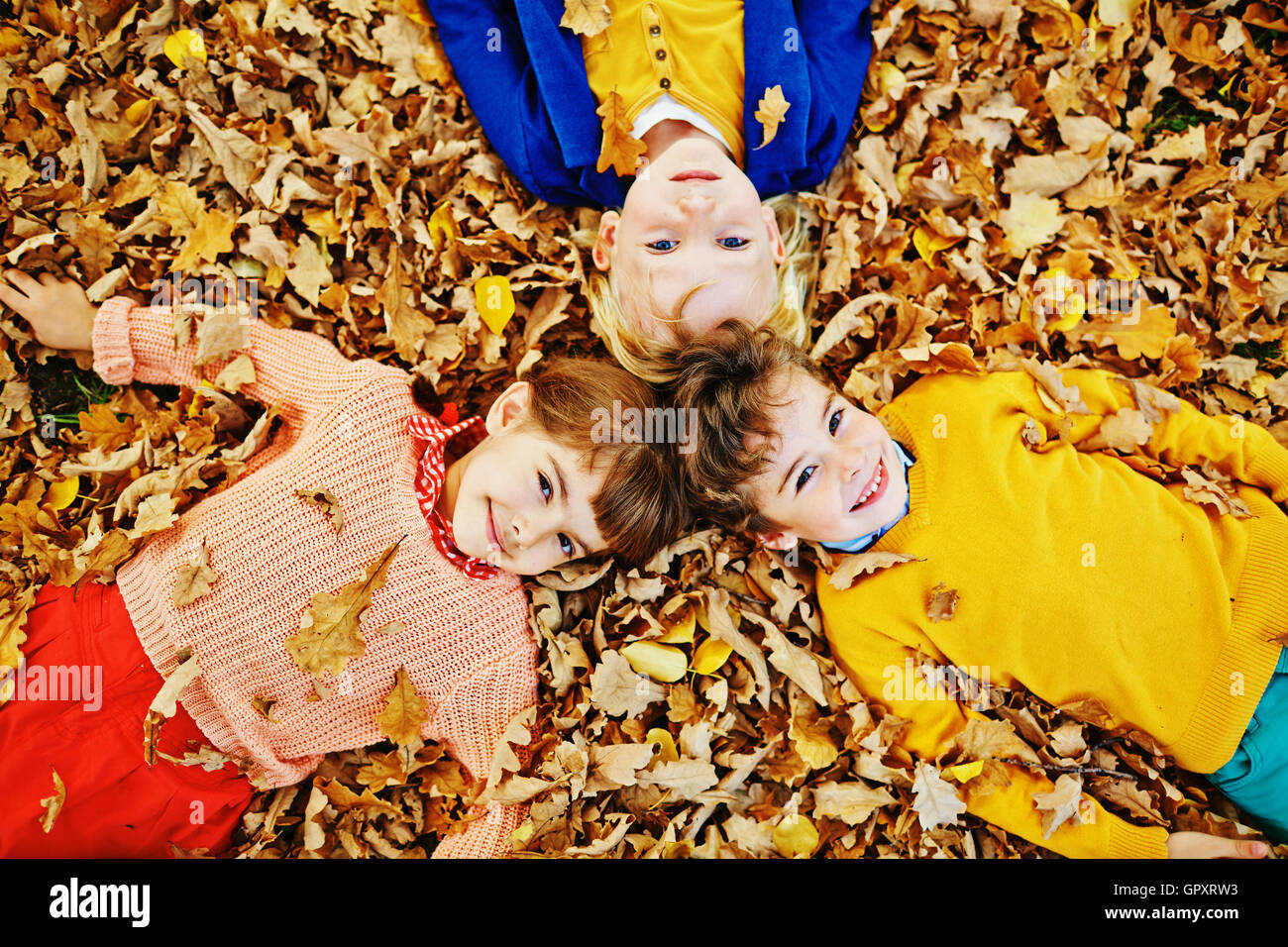 Kids in leaves hi-res stock photography and images - Alamy
