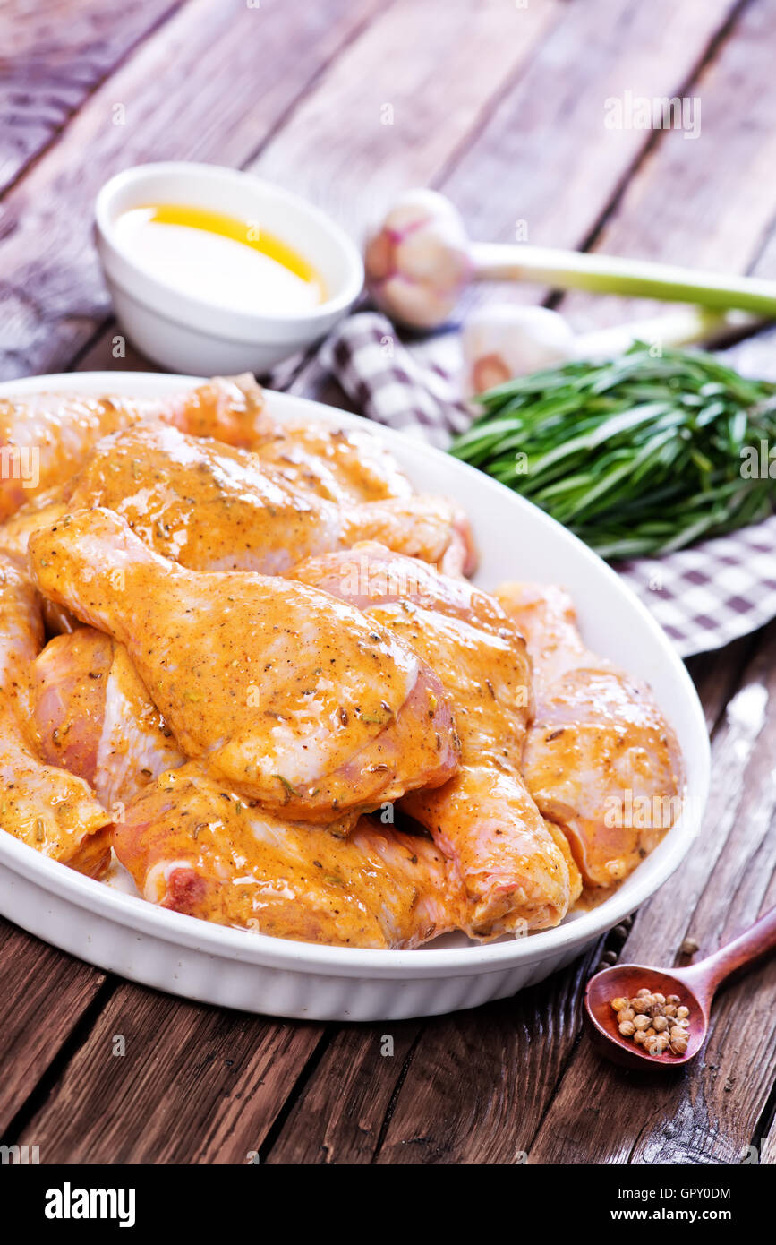 chicken legs with aroma spice and marinad Stock Photo - Alamy