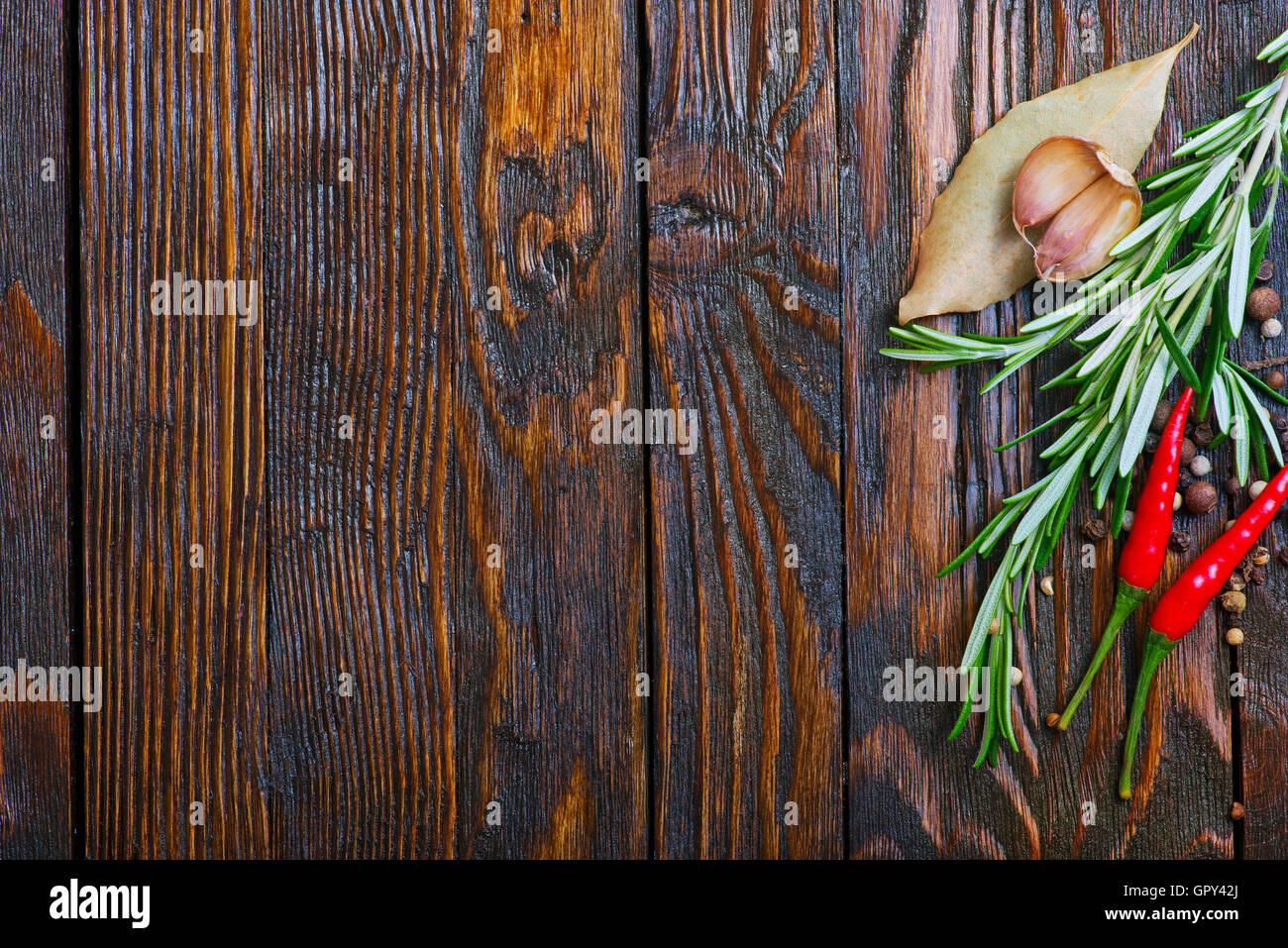 red hot chilli with salt and aroma spice on a table Stock Photo - Alamy