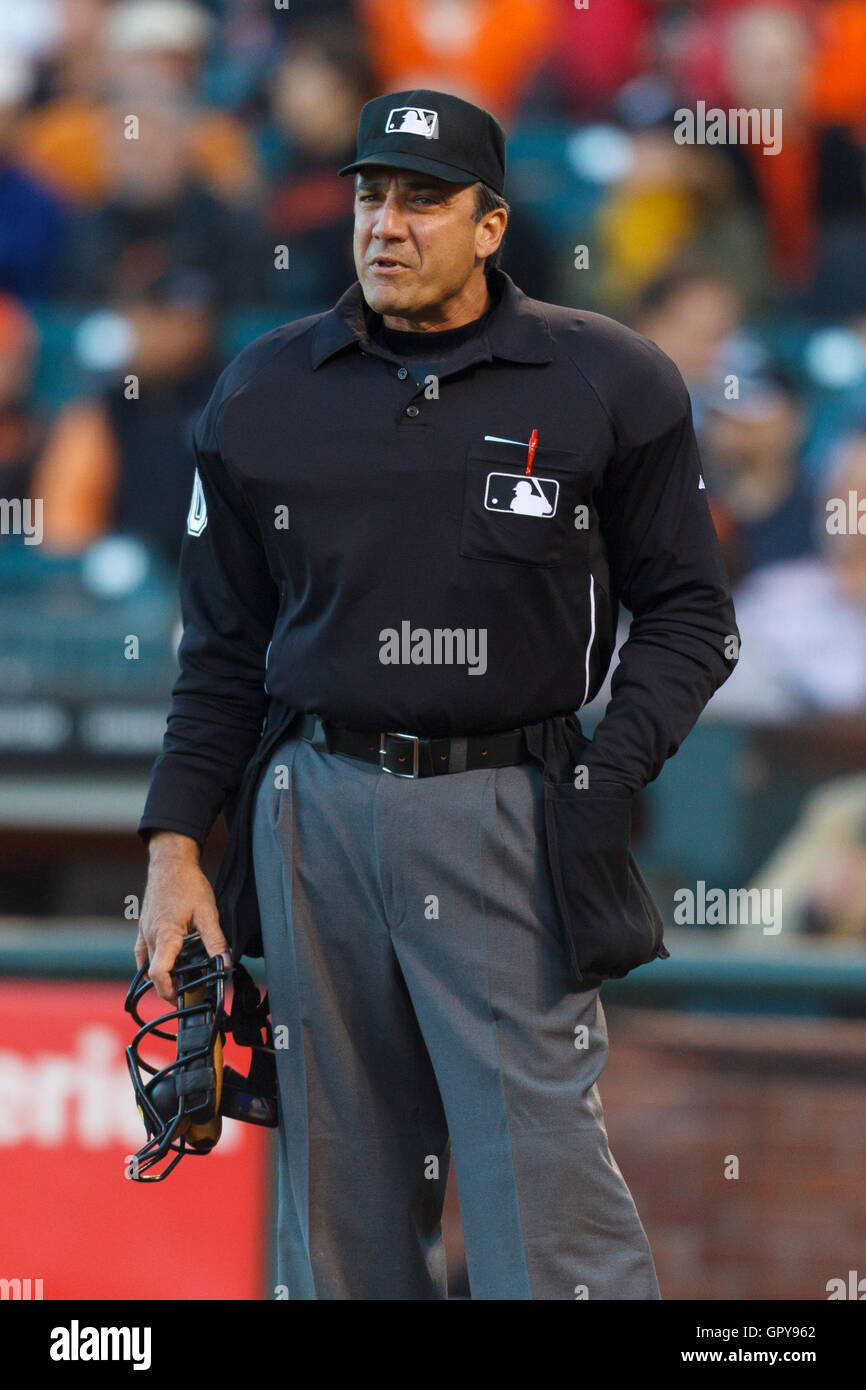 May 11, 2011; San Francisco, CA, USA; MLB umpire Phil Cuzzi (10) stands ...
