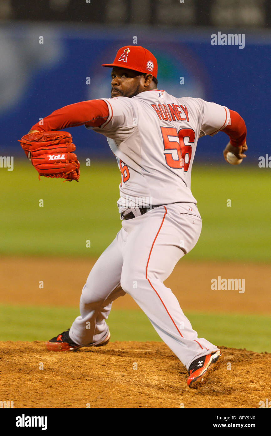 May 16, 2011; Oakland, CA, USA; Los Angeles Angels relief pitcher ...