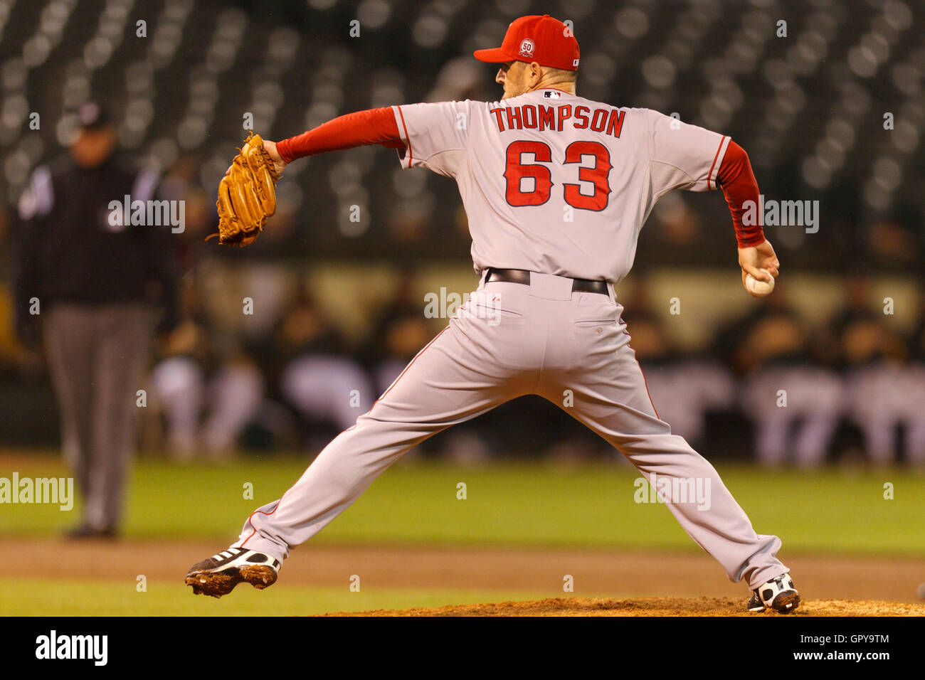 May 17, 2011; Oakland, CA, USA; Los Angeles Angels relief pitcher Rich ...