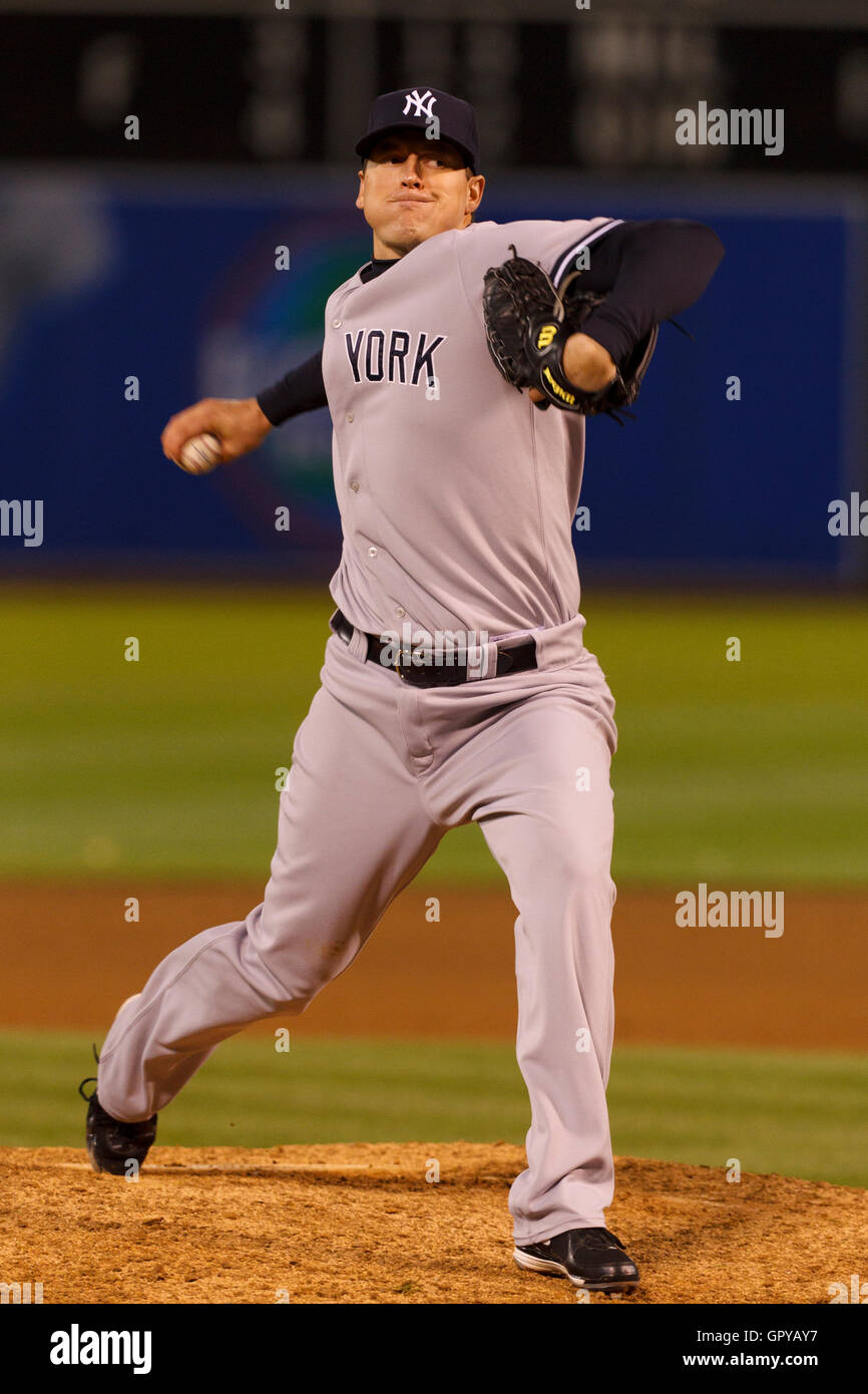 May 31, 2011; Oakland, CA, USA; New York Yankees relief pitcher Lance ...