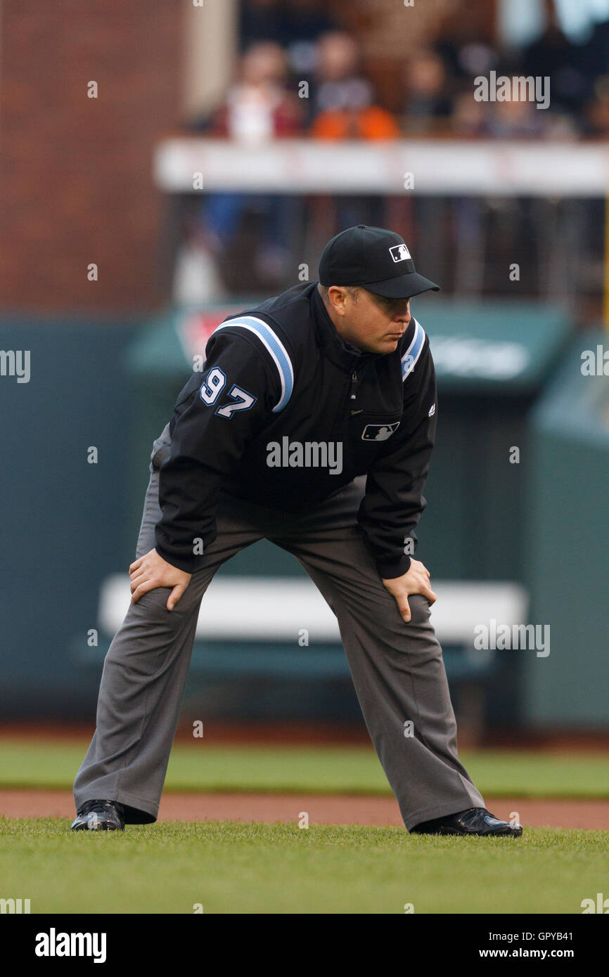 June 6, 2011; San Francisco, CA, USA; MLB umpire Todd Tichenor (97 ...