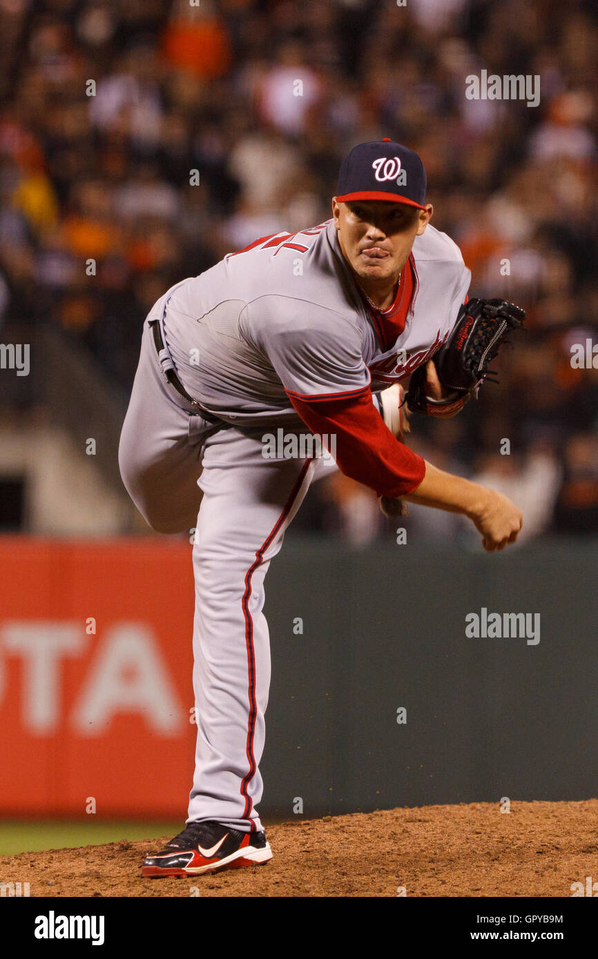 June 6, 2011; San Francisco, CA, USA; Washington Nationals relief ...