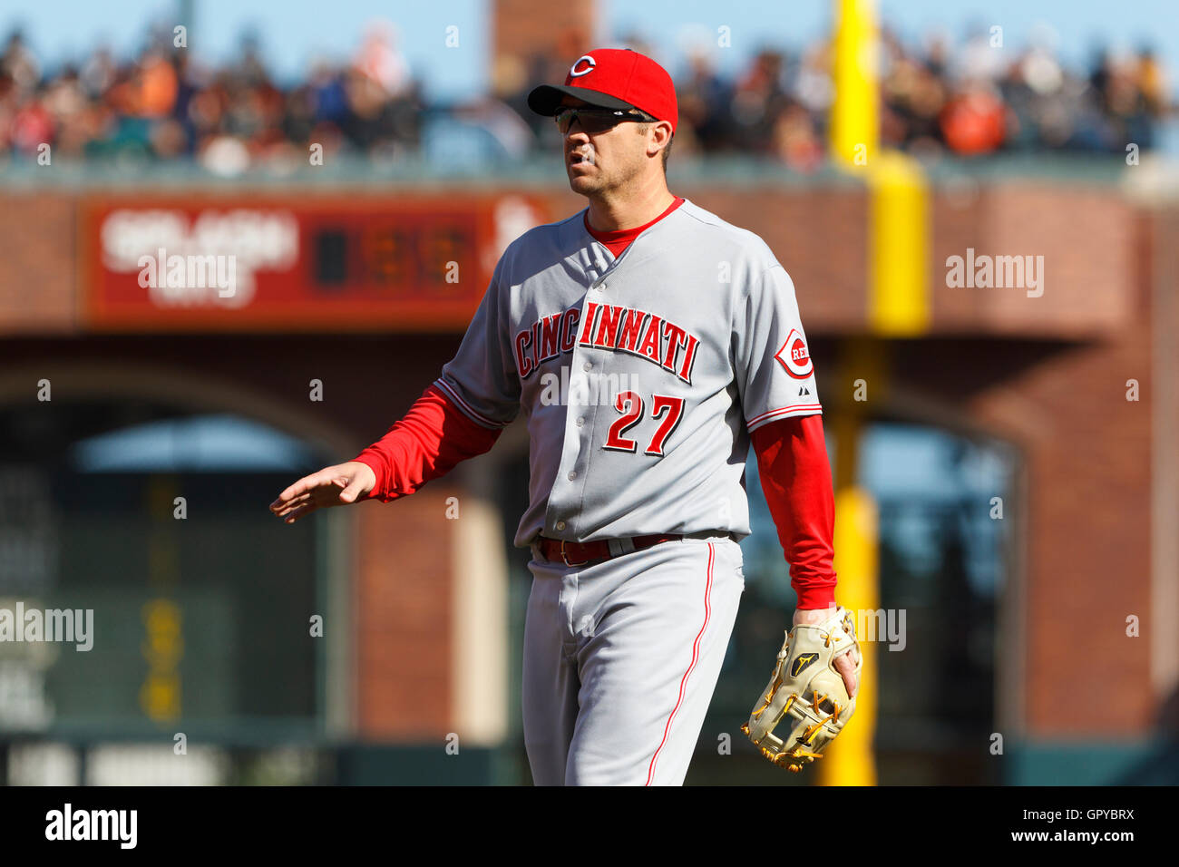 June 12, 2011; San Francisco, CA, USA; Cincinnati Reds third baseman ...