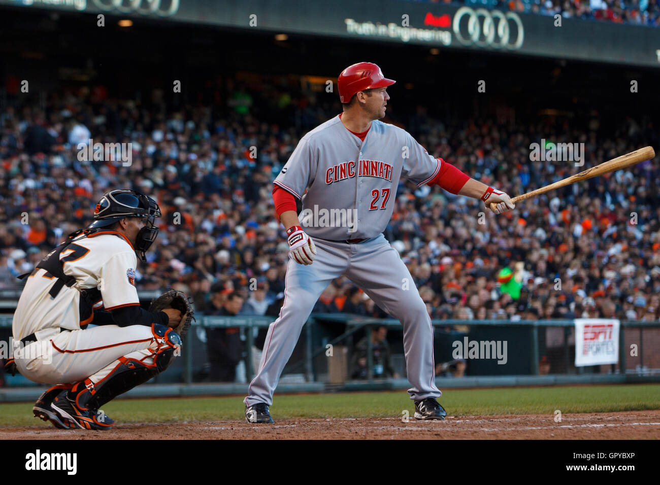 June 12, 2011; San Francisco, CA, USA; Cincinnati Reds third baseman ...