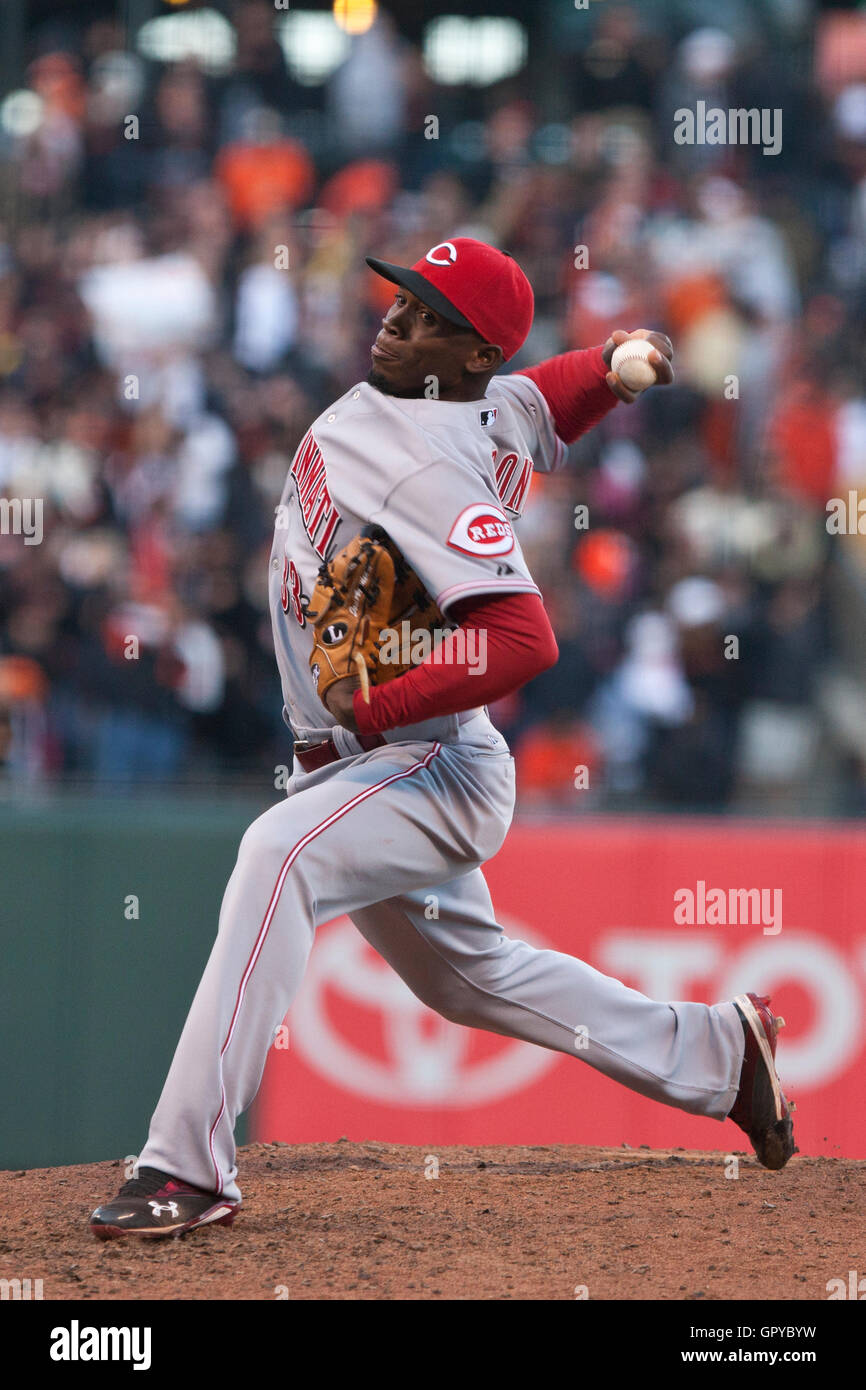 June 12, 2011; San Francisco, CA, USA; Cincinnati Reds relief pitcher ...