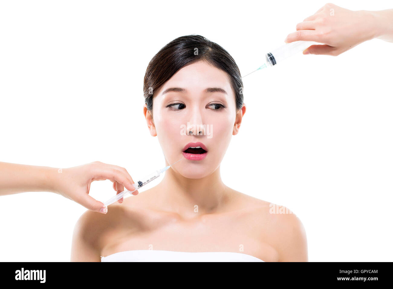 Botox injection woman in cosmetic Cut Out Stock Images & Pictures - Alamy