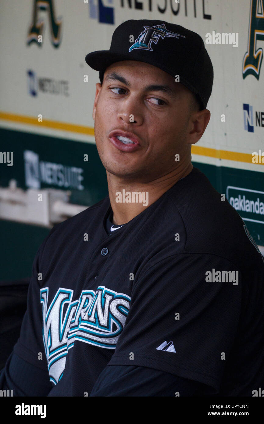 June 28, 2011; Oakland, CA, USA; Florida Marlins right fielder Mike ...