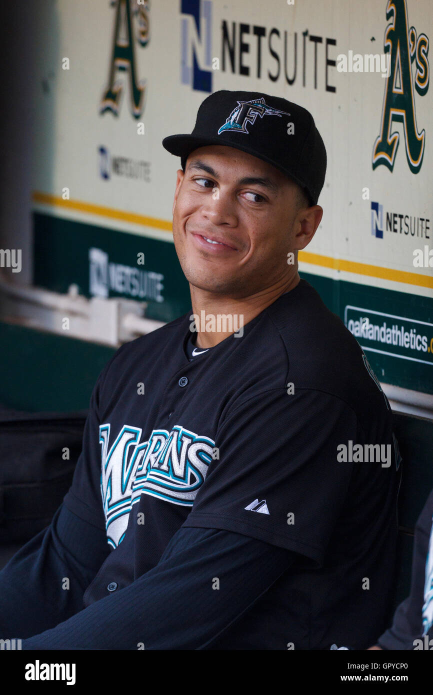 June 28, 2011; Oakland, CA, USA; Florida Marlins right fielder Mike ...