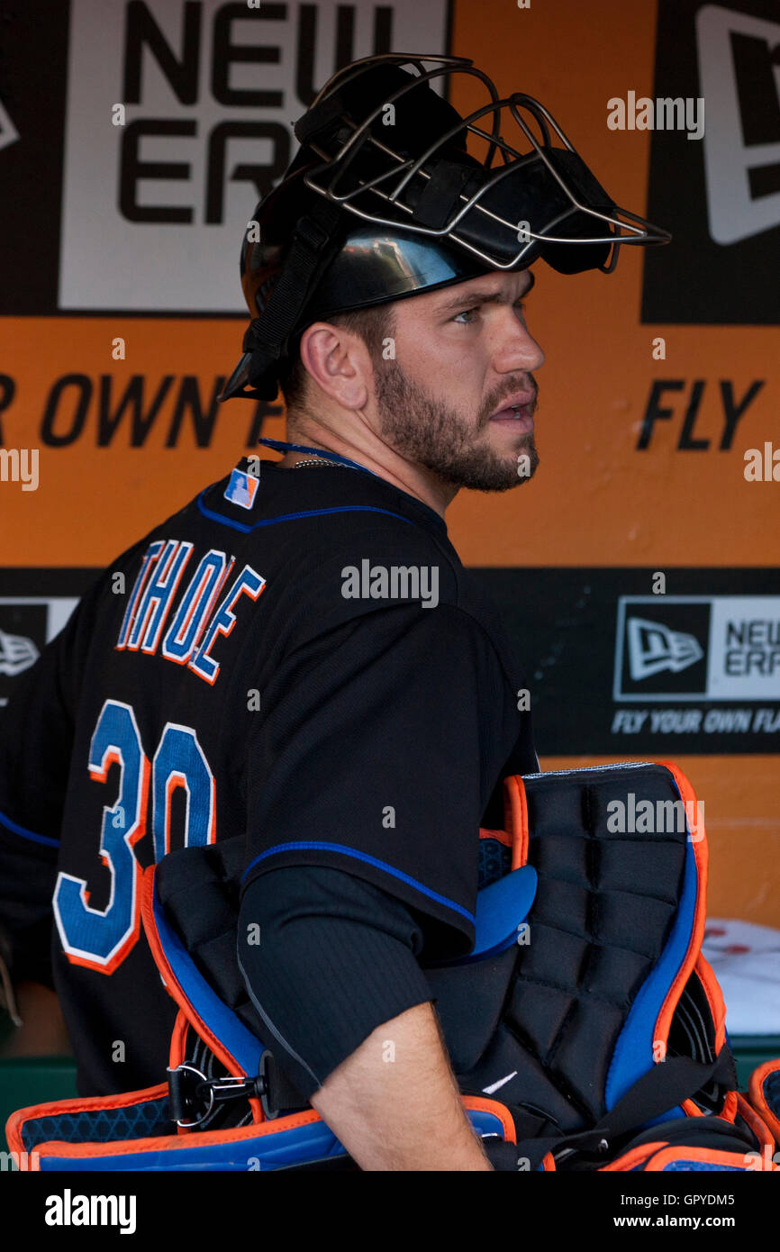 July 8, 2011; San Francisco, CA, USA; New York Mets catcher Josh Thole ...