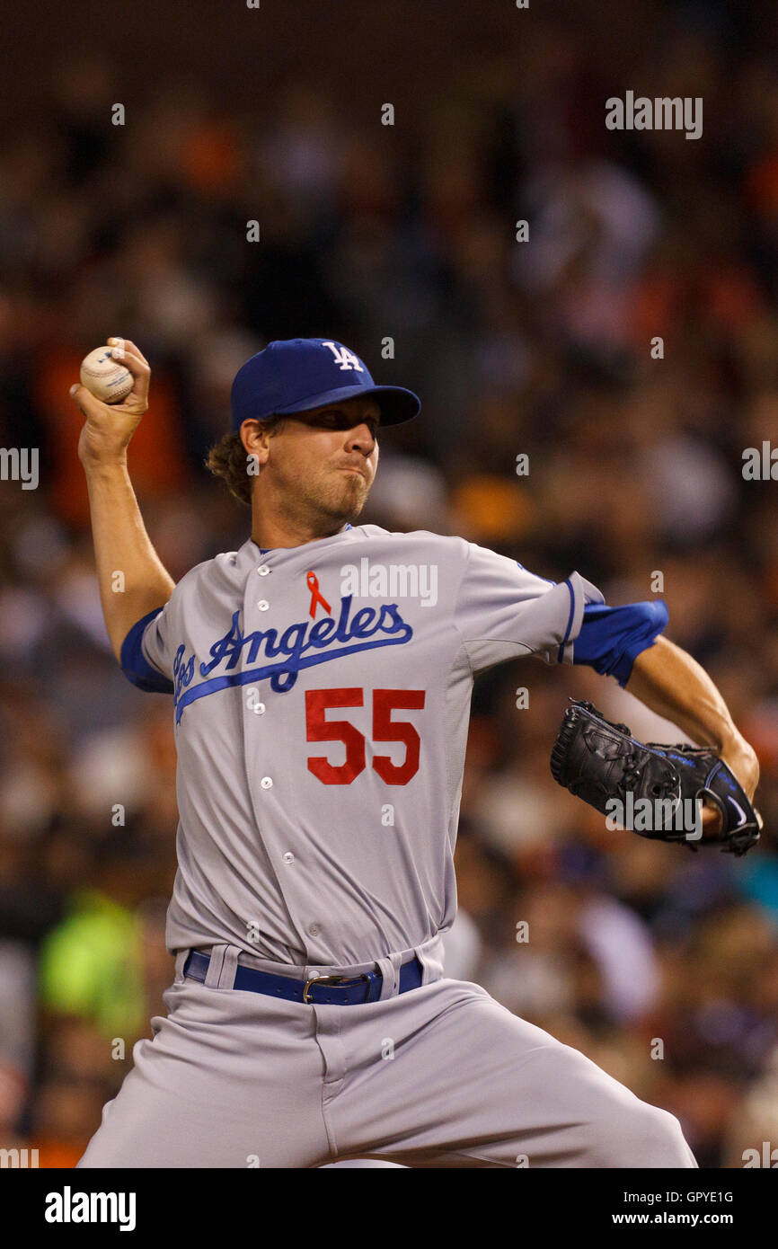 July 18, 2011; San Francisco, CA, USA; Los Angeles Dodgers relief ...