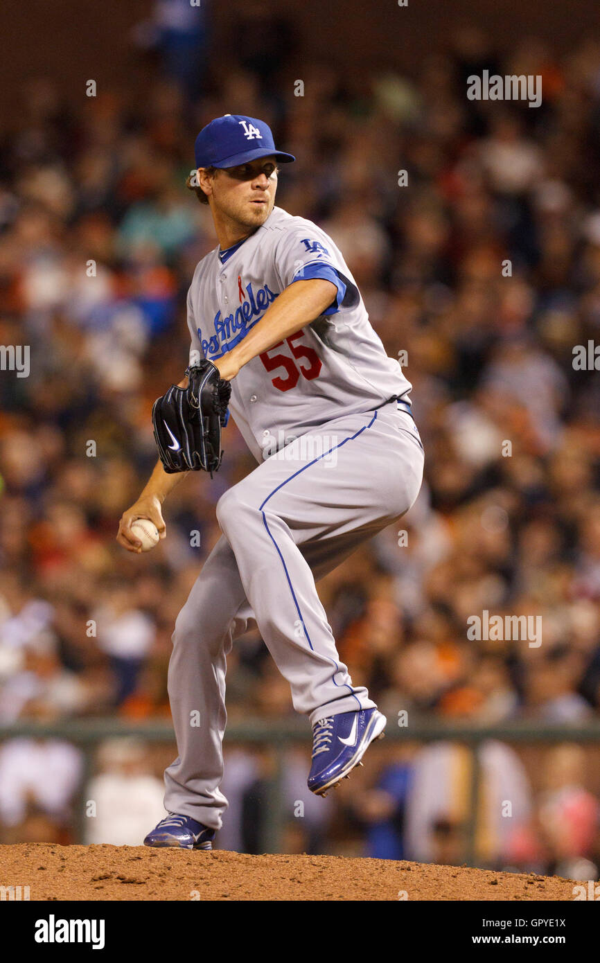 July 18, 2011; San Francisco, CA, USA; Los Angeles Dodgers relief ...