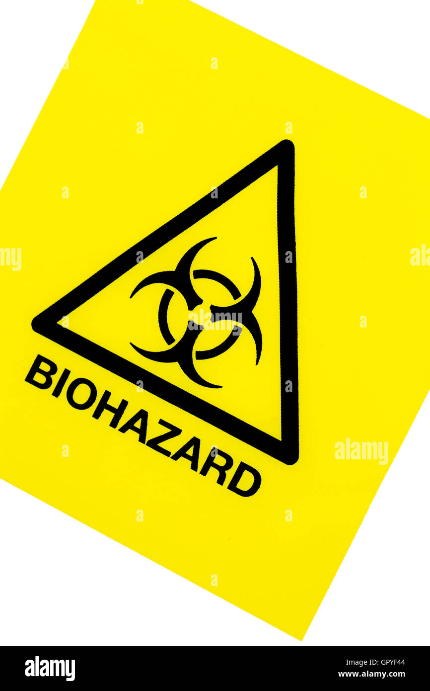 Biohazard warning sign on a white background Stock Photo - Alamy