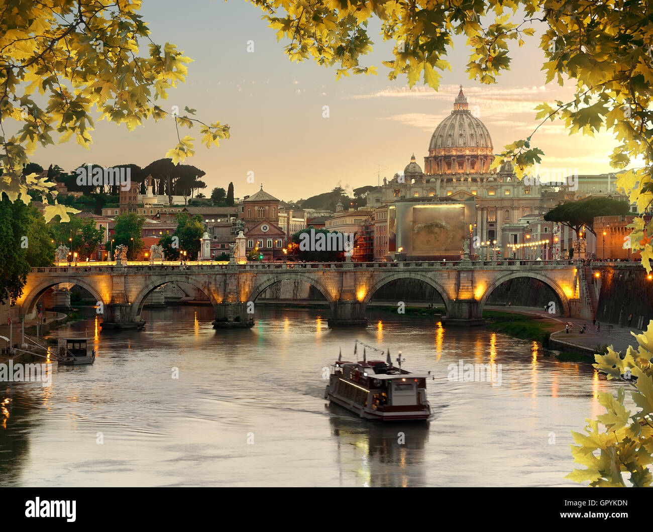 Bridge of Saint Angelo near Vatican in autumn at sunset Stock Photo - Alamy