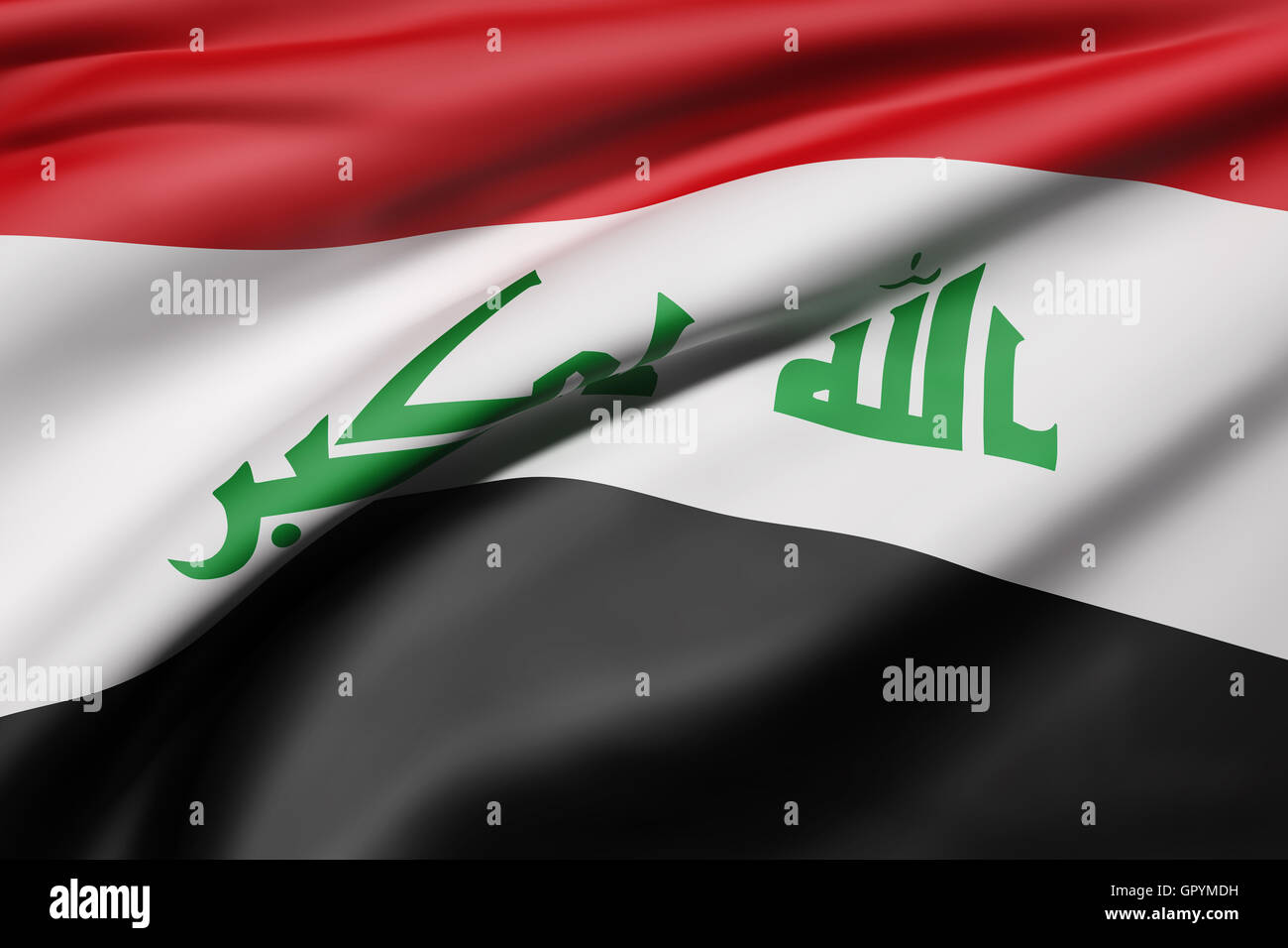 3d rendering of Republic of Iraq flag waving Stock Photo - Alamy
