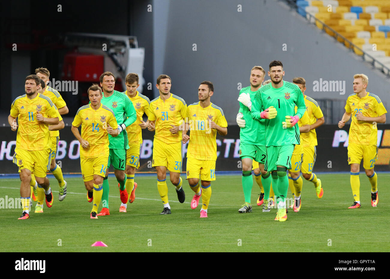 Players run during Open training session of Ukraine National Football ...