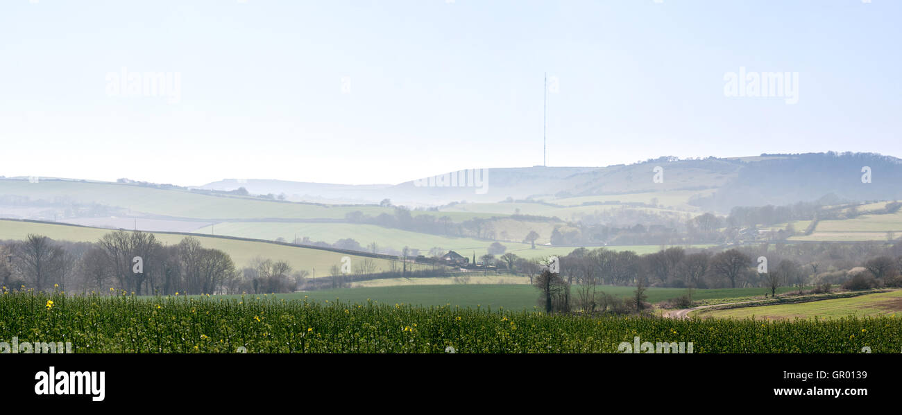 Walking over Chillerton Down on the Isle of Wight. NB PHOTOMERGE ...