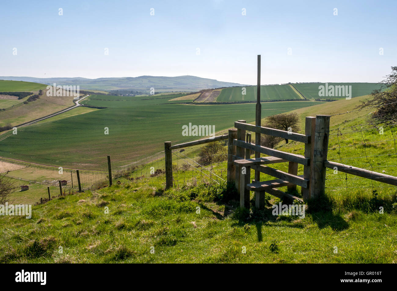 Walking over Chillerton Down on the Isle of Wight Stock Photo - Alamy