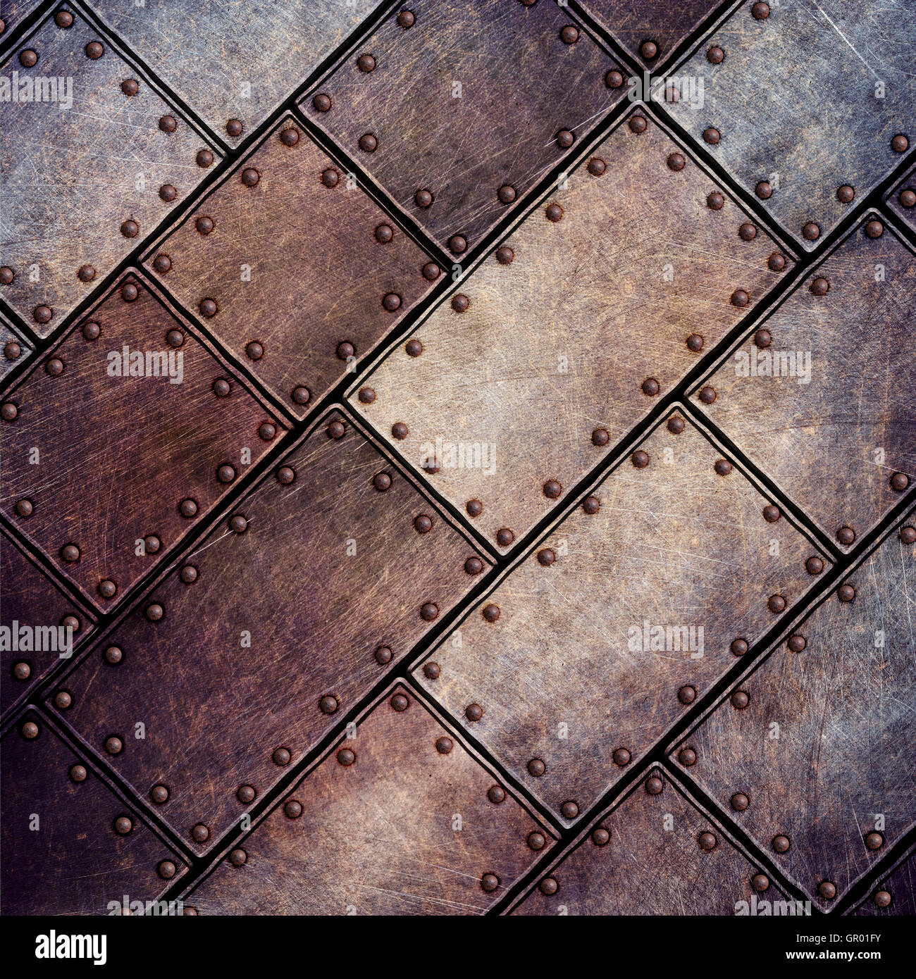 grunge metal plate with pin 3d illustration. background and texture ...