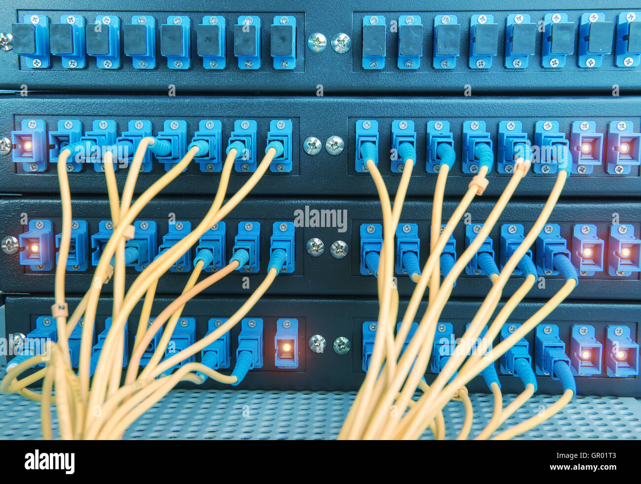 Technology center with fiber optic equipment Stock Photo - Alamy