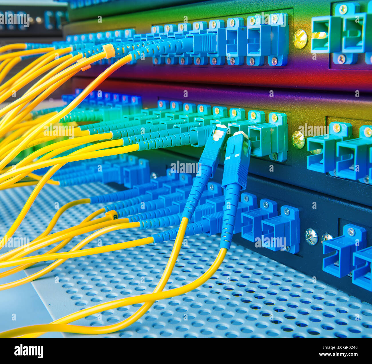 Technology center with fiber optic equipment Stock Photo - Alamy