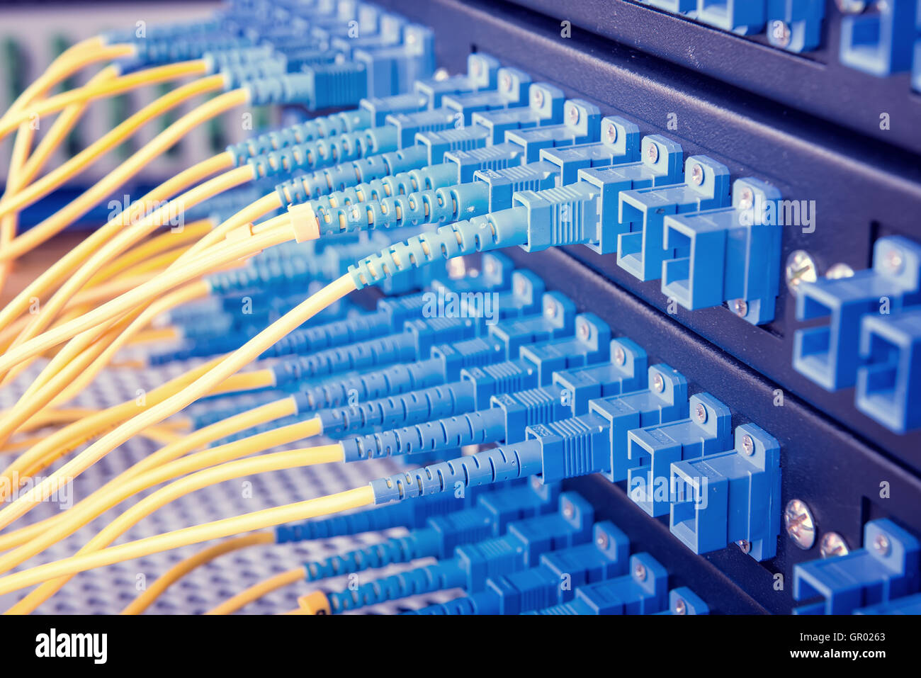 Technology center with fiber optic equipment Stock Photo - Alamy