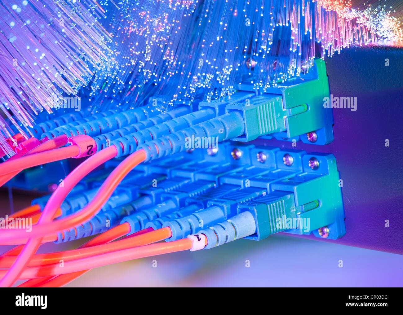 Technology center with fiber optic equipment Stock Photo - Alamy
