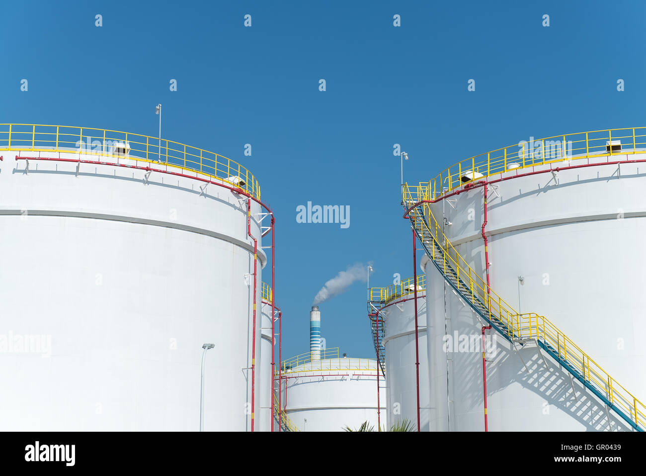 big Industrial oil tanks in a refinery Stock Photo, Royalty Free Image ...