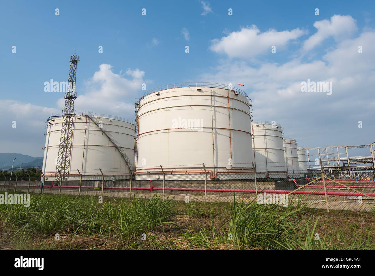 gas processing factory. landscape with gas and oil industry Stock Photo ...