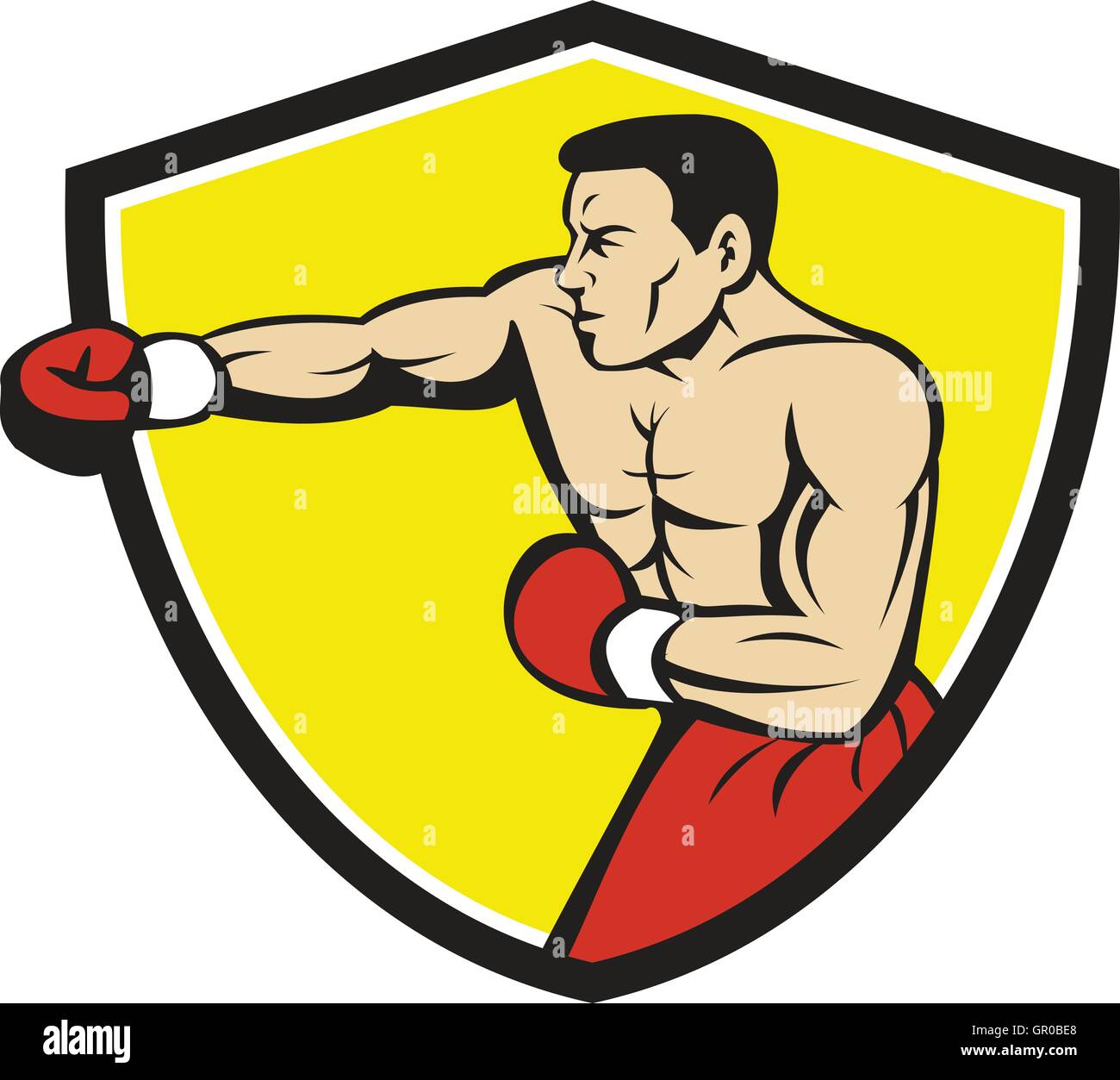 Illustration of a boxer wearing boxing gloves jabbing punching boxing ...