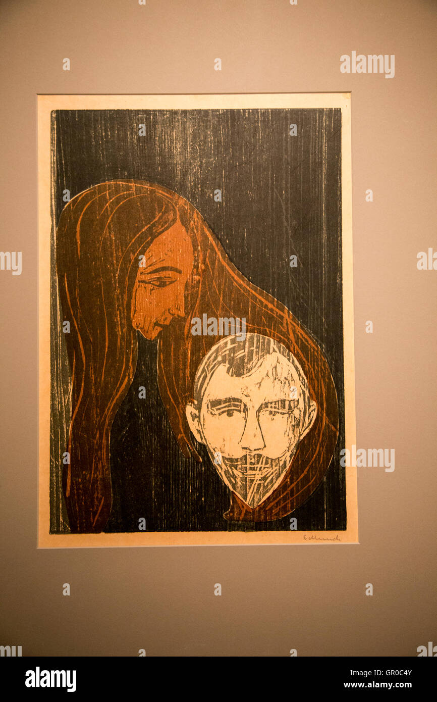Mans head in hair 1896 woodcut by edvard munch 1863 1944 hi-res stock ...