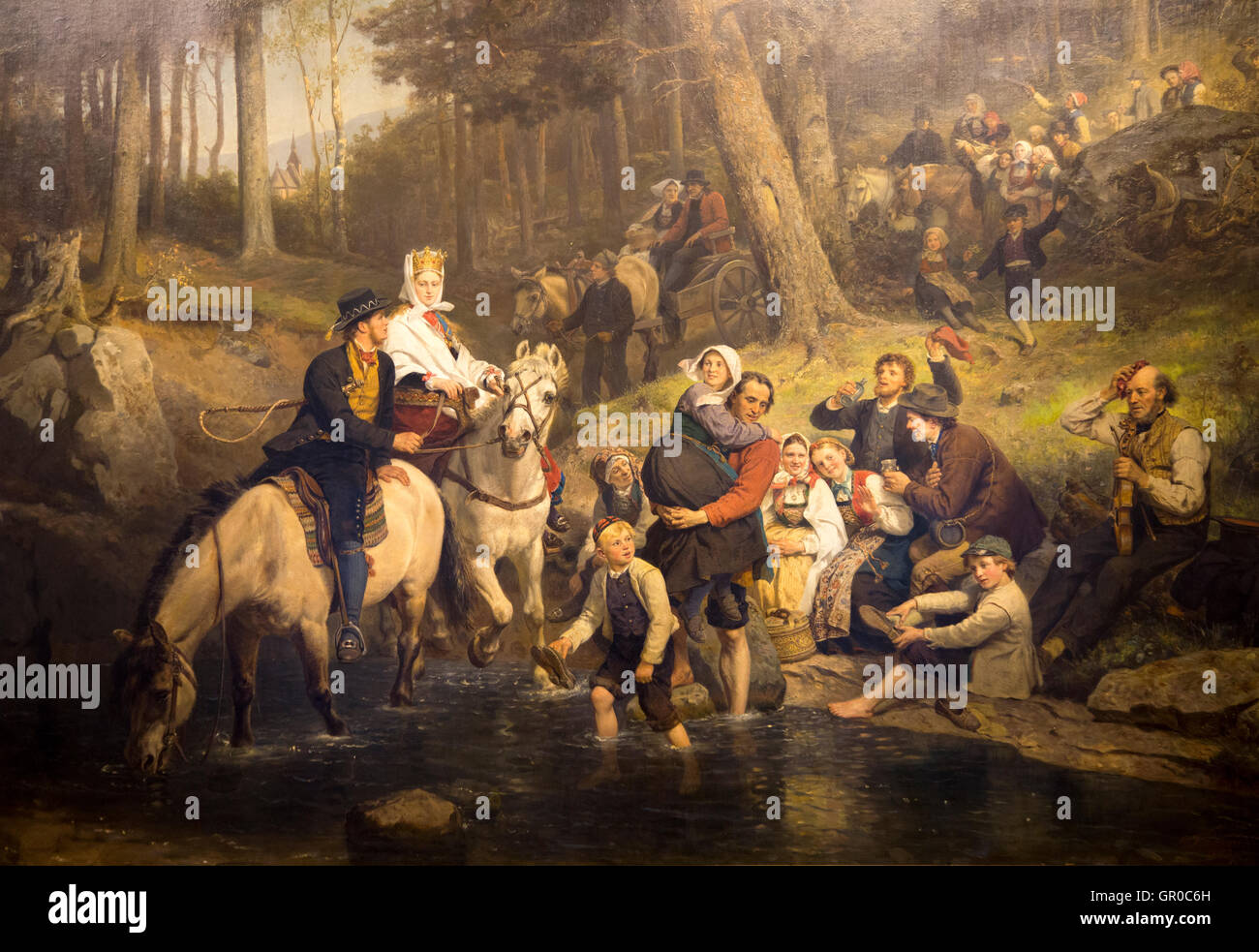 Oil painting on canvas adolph tidemand 1814 1876 hi-res stock ...