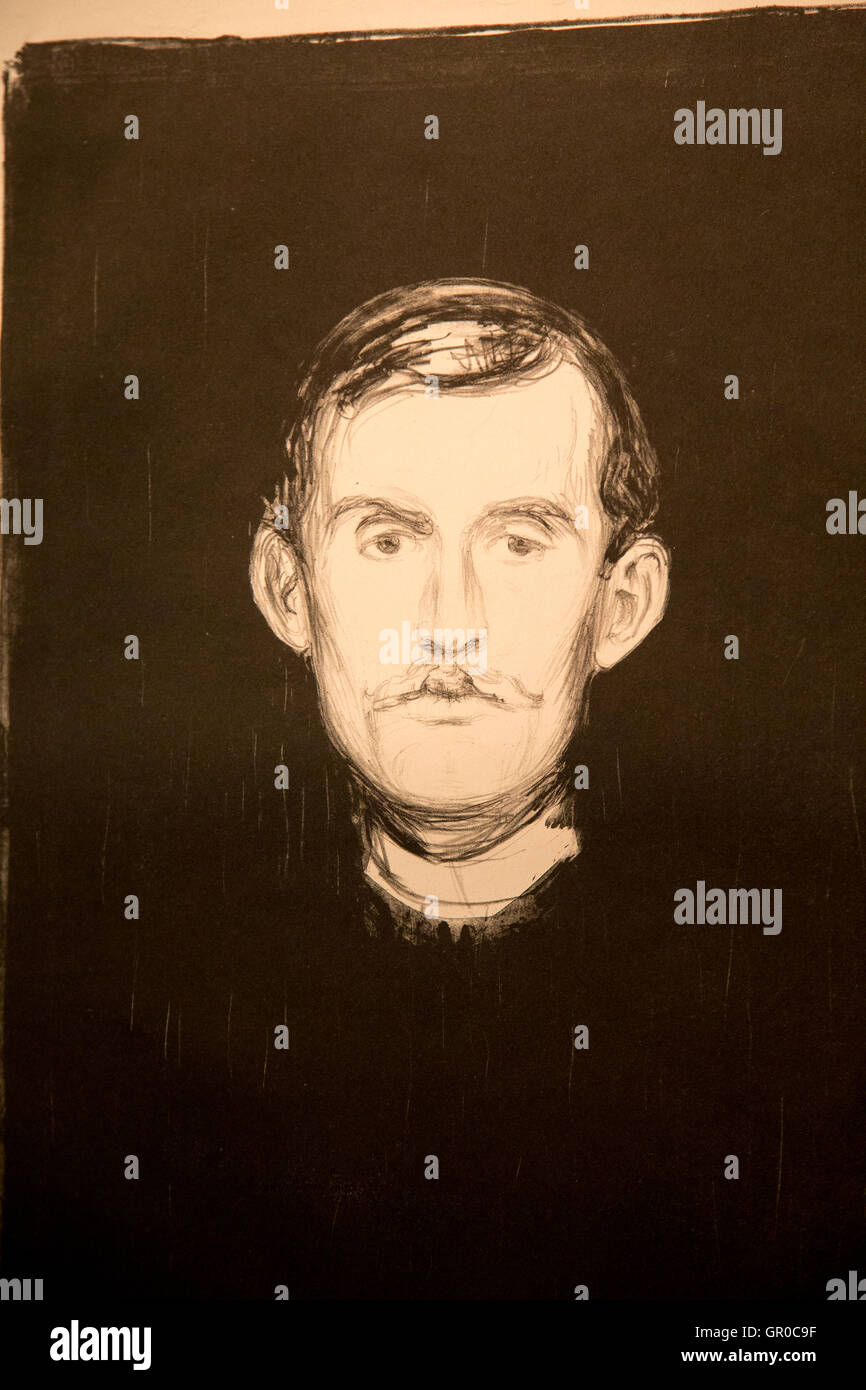 'Self-portrait' lithograph 1895 by Edvard Munch 1863-1944, Kode 3 art ...