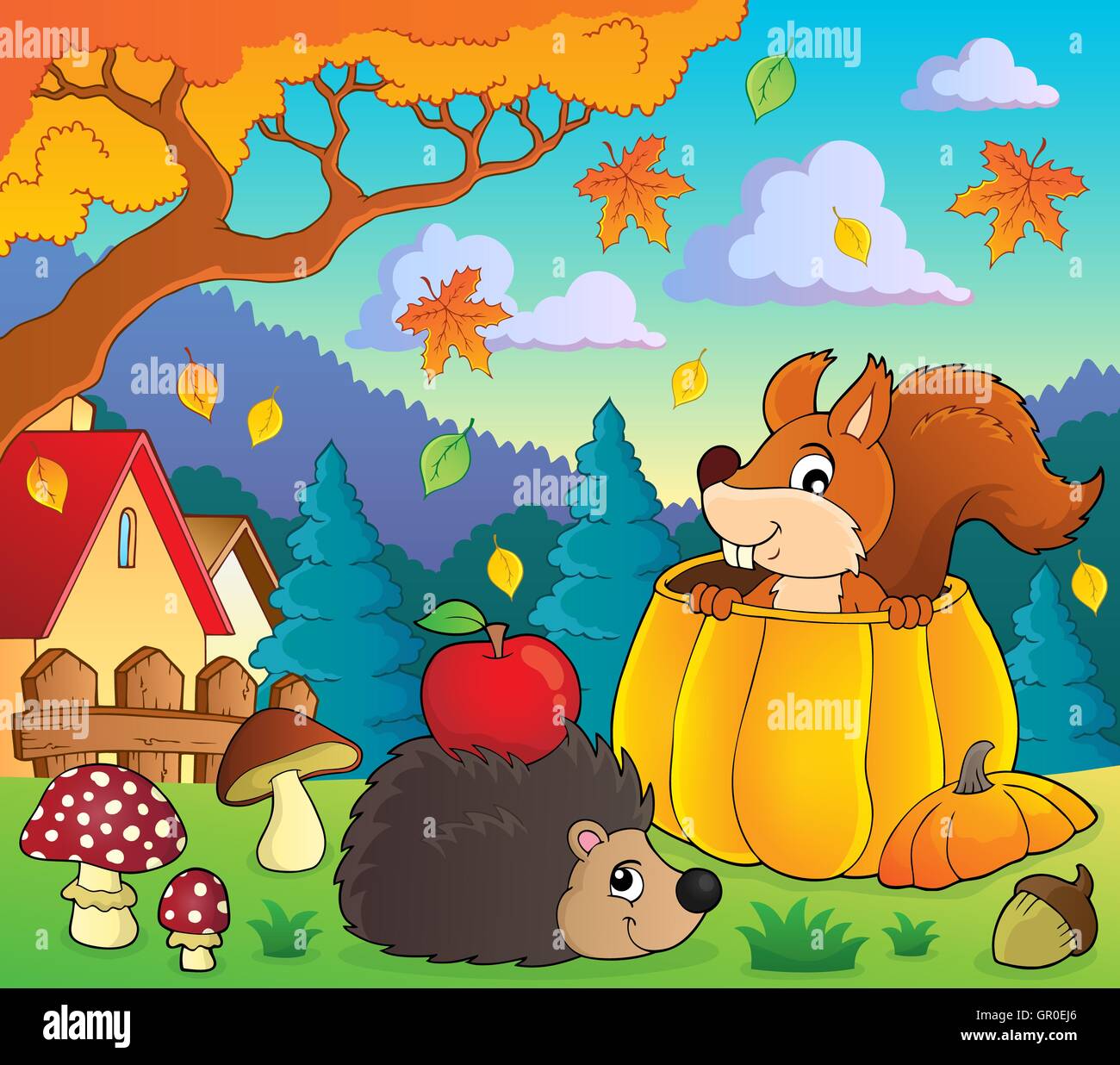 Autumn nature theme image 1 - picture illustration Stock Photo - Alamy
