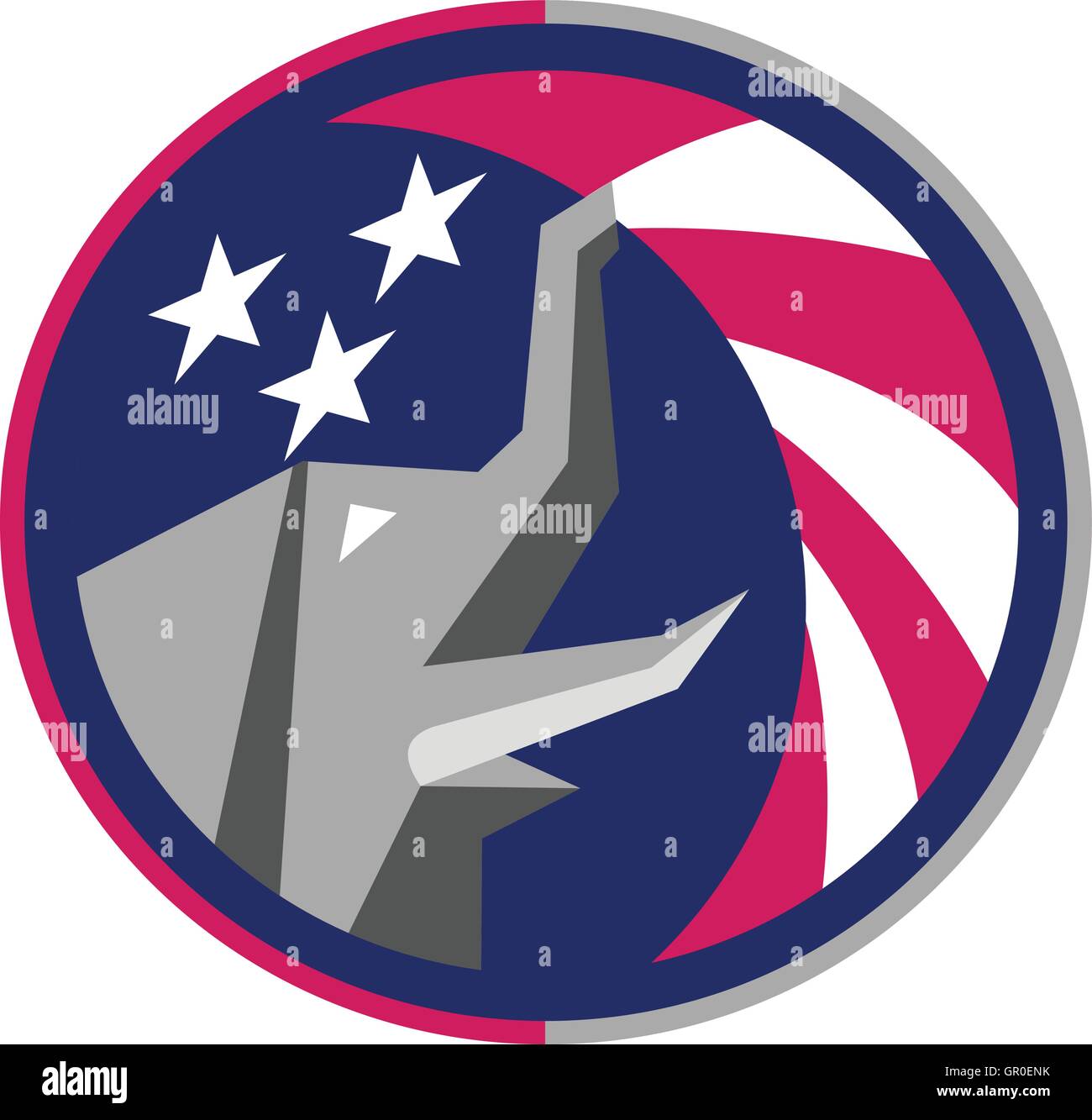 Illustration of an American Republican GOP elephant mascot viewed from ...
