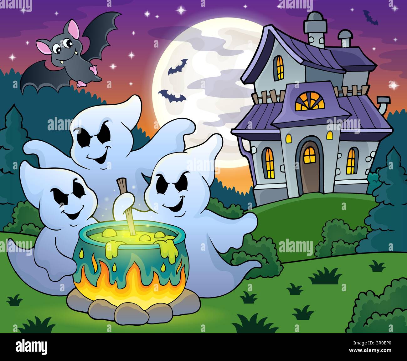 Ghosts stirring potion theme image 4 - picture illustration Stock Photo ...