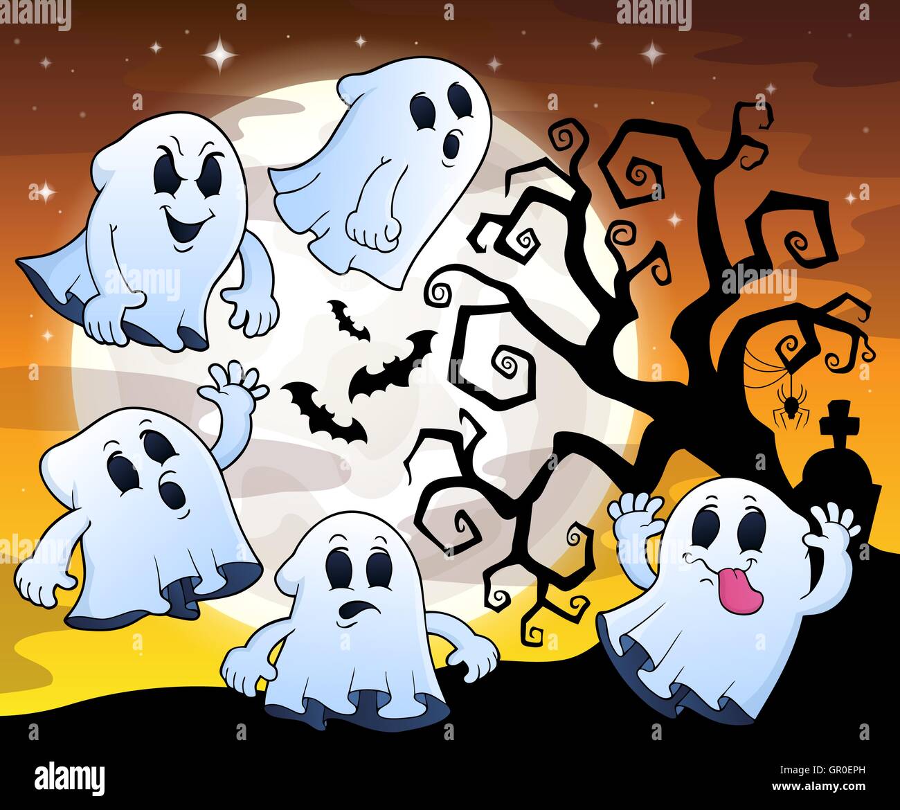 Halloween image with ghosts theme 1 - picture illustration Stock Photo ...